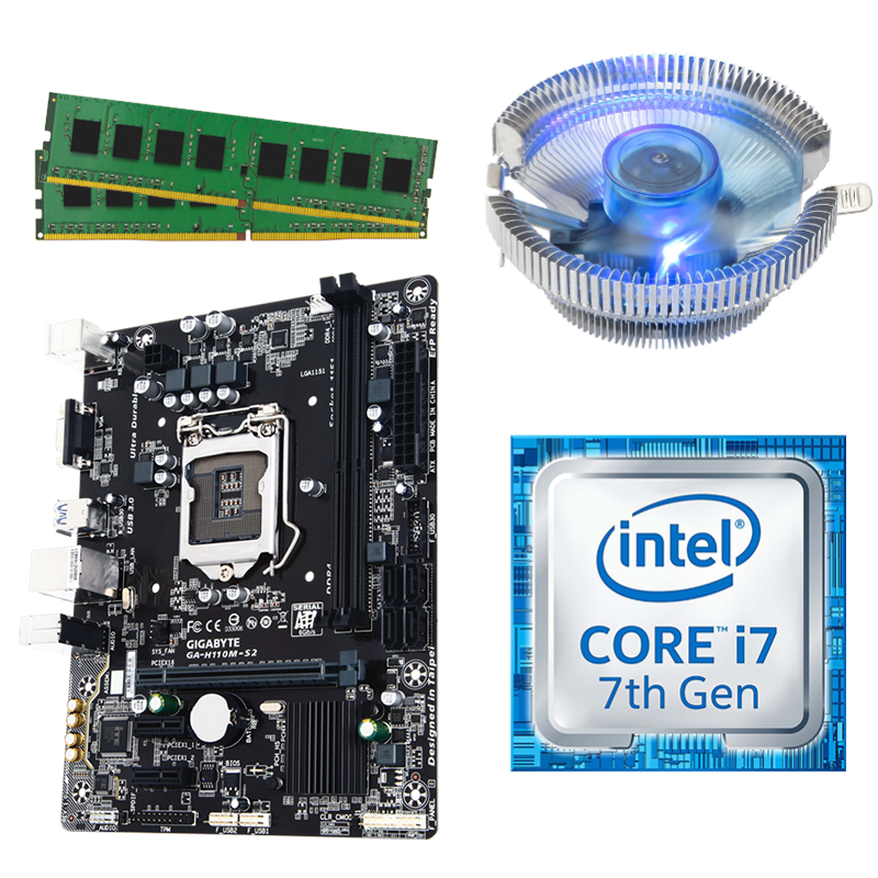 i7-7700 CPU, 4GB RAM, Blue LED CPU FAN, H110 Motherboard Combo - xtrader